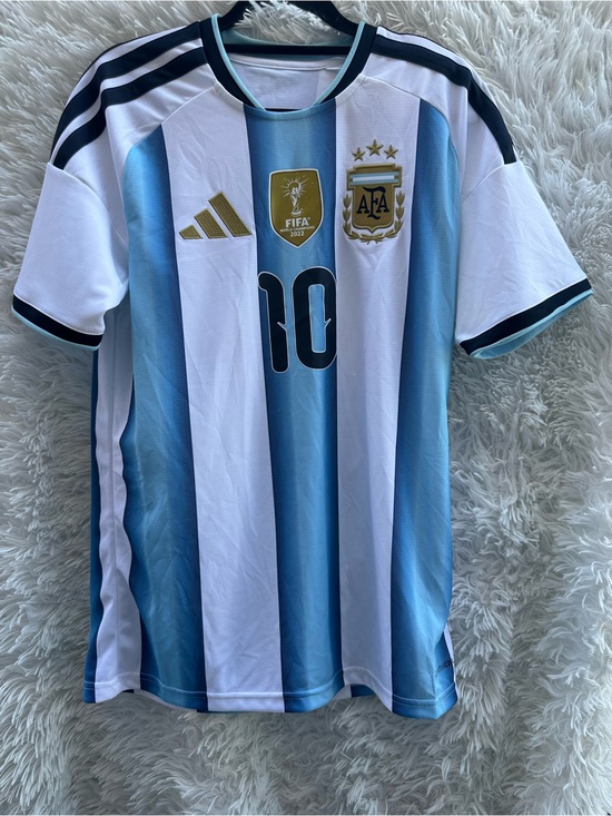 adidas | Shirts | Adidas Fifa Argentina Messi Soccer Jersey White Light ...